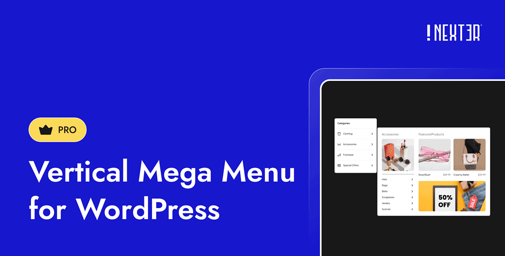 Vertical Mega Menu Block For WordPress - Nexter WP
