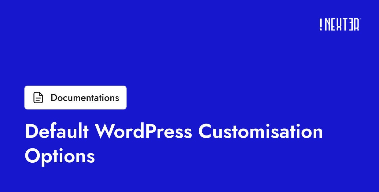 Default WordPress Customisation Options