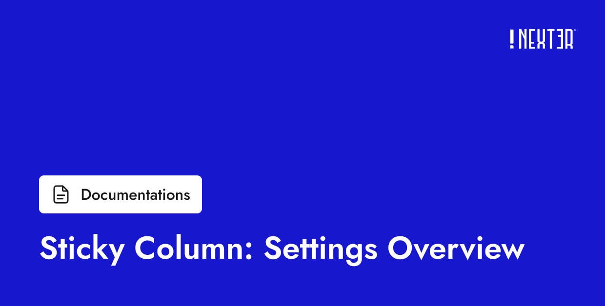 Sticky Column: Settings Overview