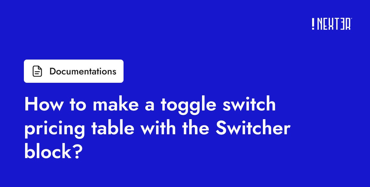 How to make a toggle switch pricing table with the Switcher block?